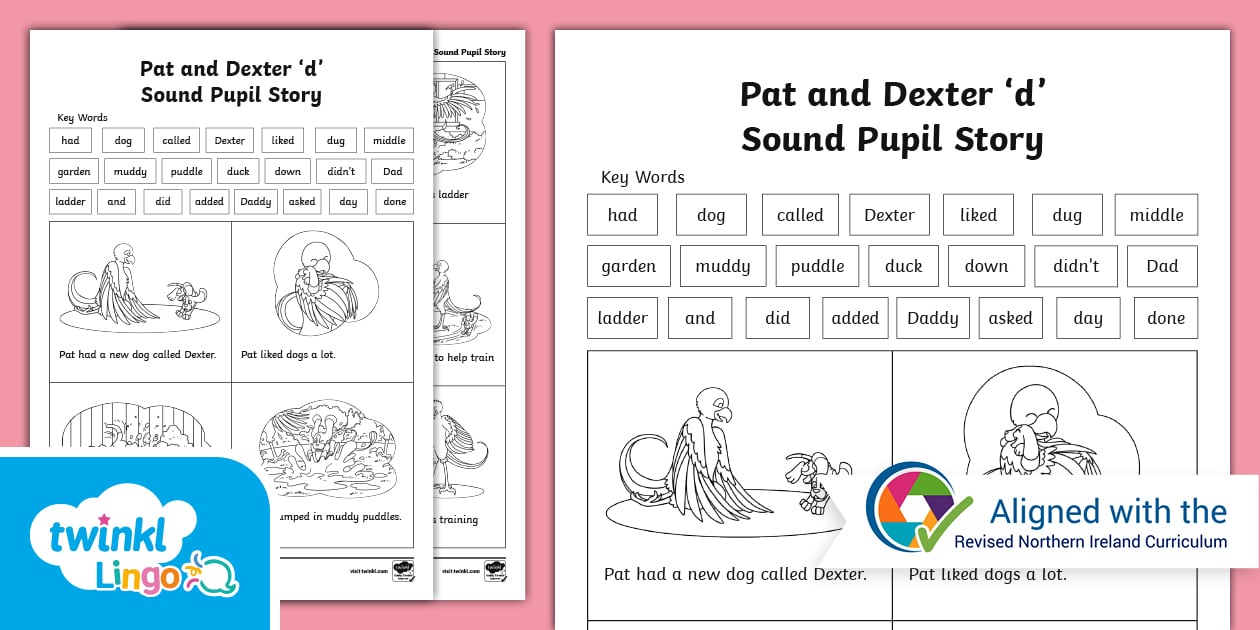 Pat and Dexter 'd' Pupil Story Activity Sheet (teacher made)