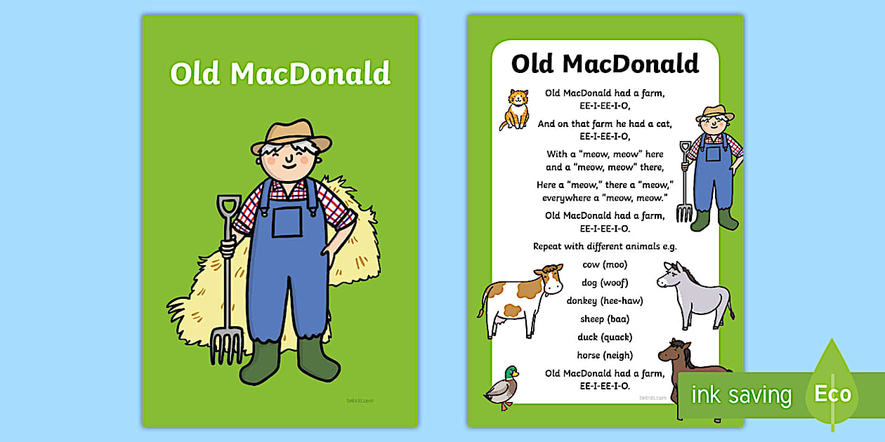 Old MacDonald Had a Farm Nursery Rhymes Poster IKEA Tolsby