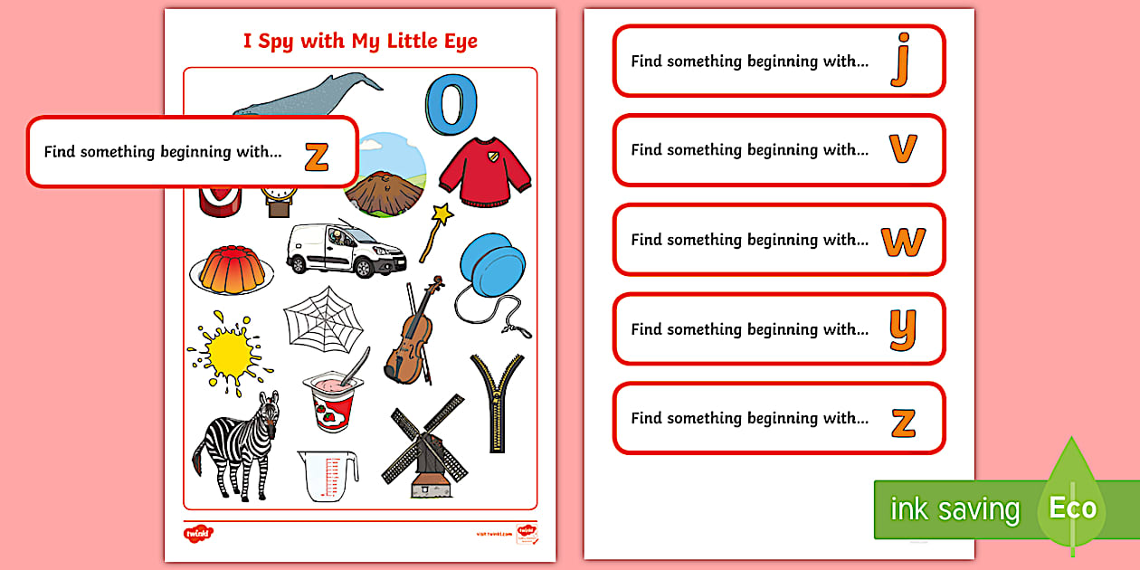 I Spy Initial Sounds Phase 3 Phonics j, v, w, y, z, Activity