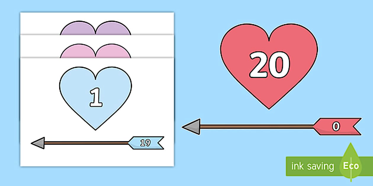 Valentine's Day Number Bonds To 20 Arrows and Hearts - valentines