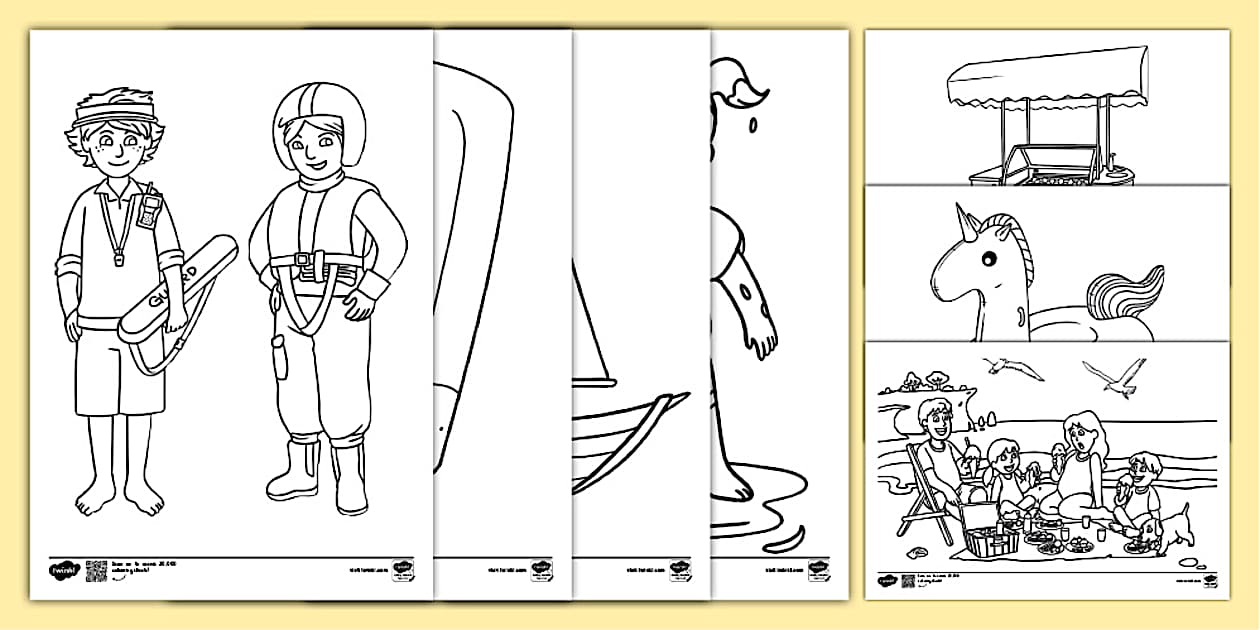 Seaside Colouring Sheets | Seaside Pictures to Colour