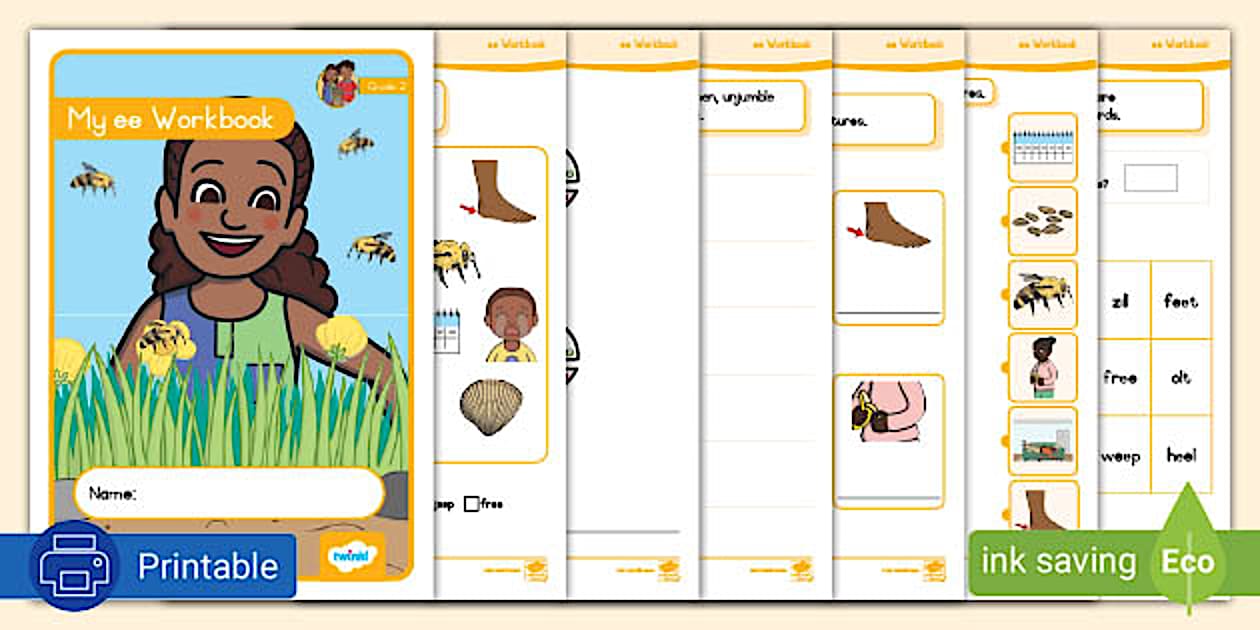 Grade 2 Phonics: ee Workbook (teacher made) - Twinkl
