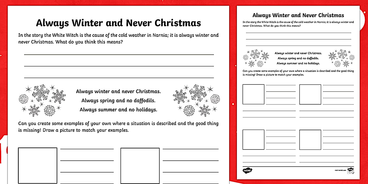 Always Winter Creative Writing Worksheet / Worksheet