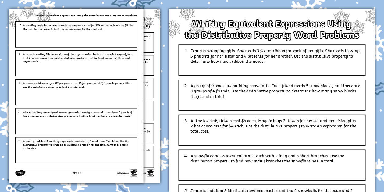 6 Gr Writing Equivalent Expressions Using Distributive Prop