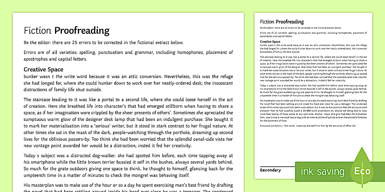 Year 7 English Worksheet Proofreading Activity | Beyond