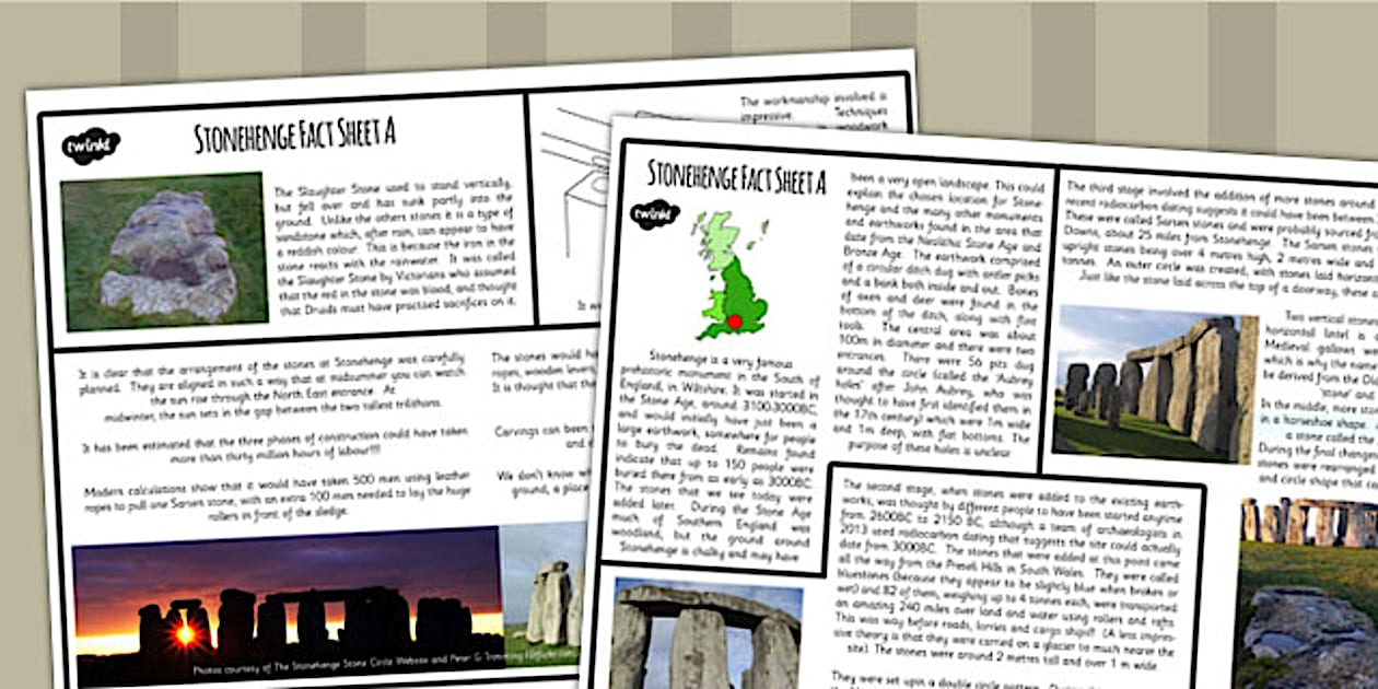 Stonehenge Differentiated Fact File Pack (teacher made)