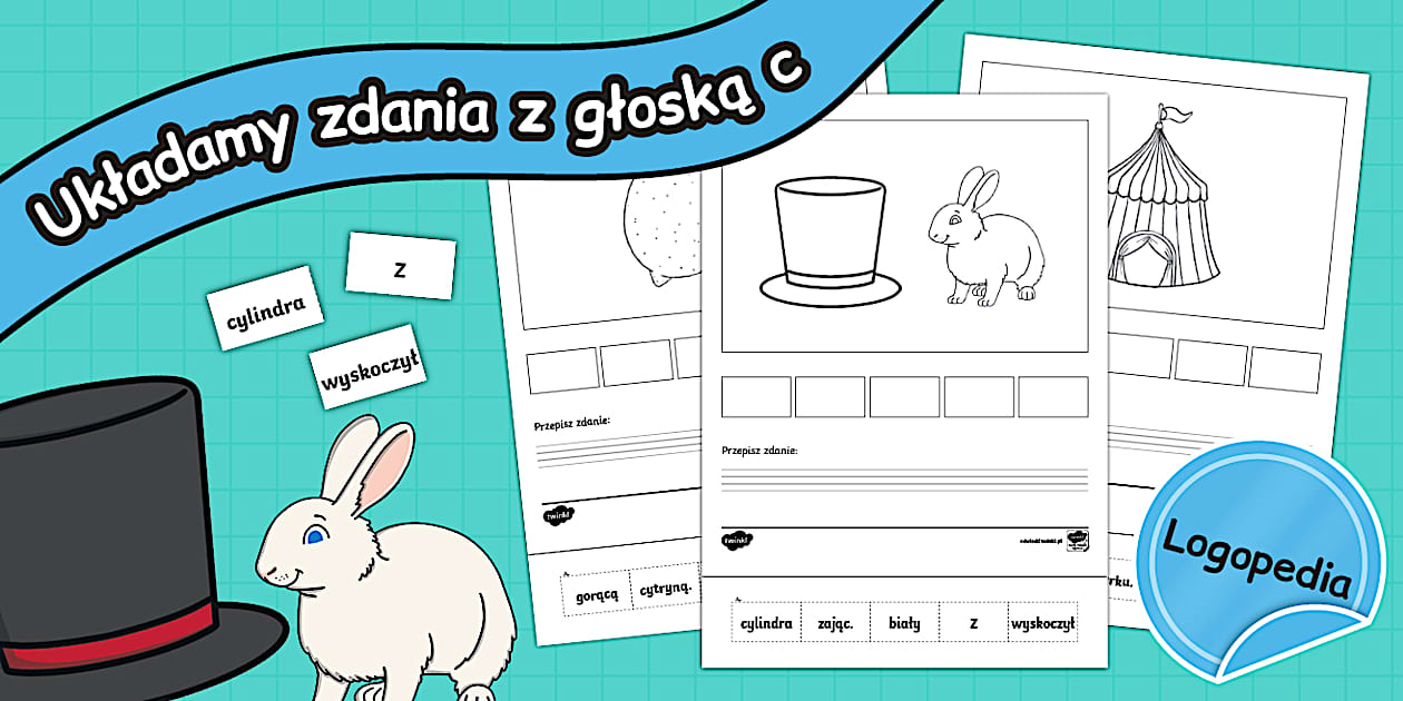 Głoska C | Układanie zdań | Karta pracy | Logopedia