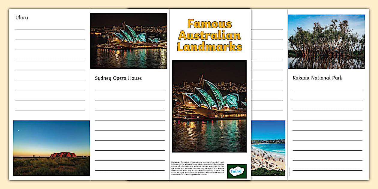 Famous Australian Landmarks Leaflet Template - Twinkl