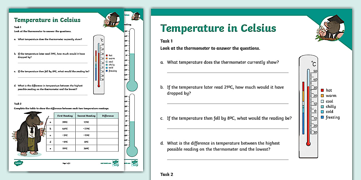 Temperature in Celsius Activity Sheets - Twinkl