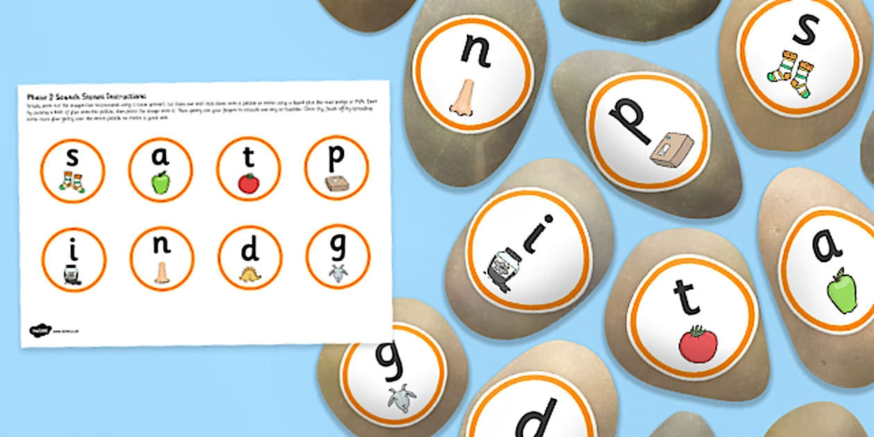 Cursive Phonic Phases 2 Sounds Stone Cut Outs - Twinkl