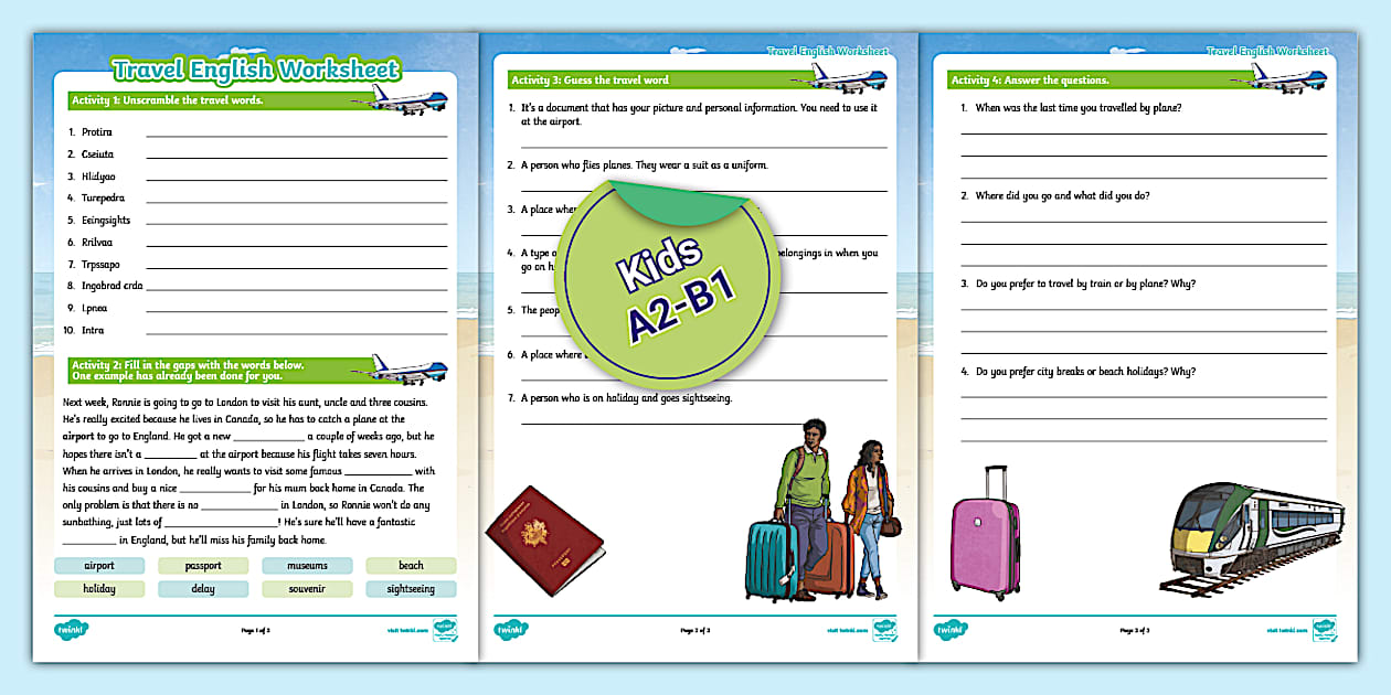 ESL Travel English Worksheet (Teacher-Made) - Twinkl