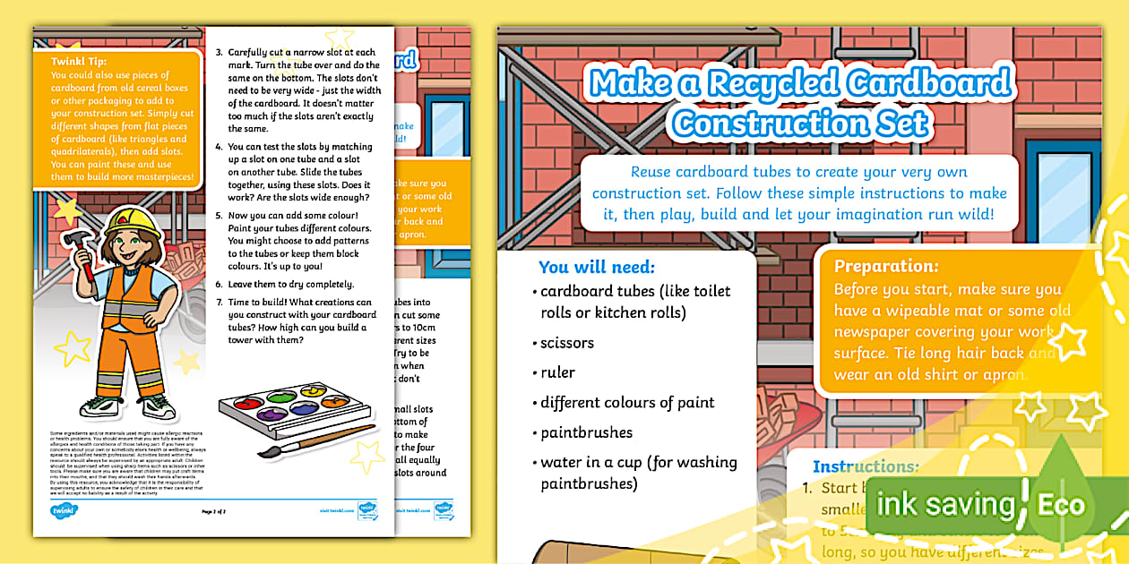 Make a Recycled Cardboard Construction Set (Ages 5 - 7)