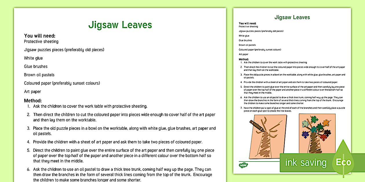 Jigsaw Leaves Activity (teacher made) - Twinkl