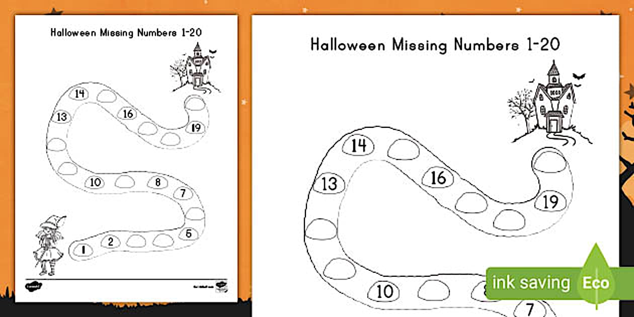 Halloween Numbers 1 20 Worksheet | Twinkl (teacher made)