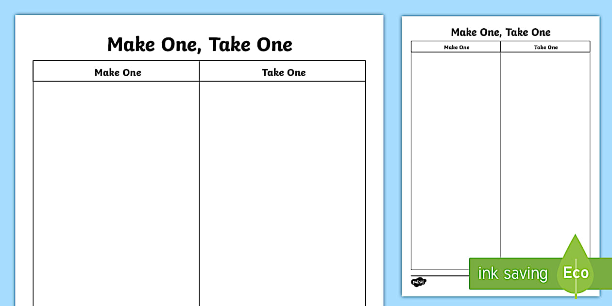 Make One, Take One Worksheet / Worksheet (teacher made)