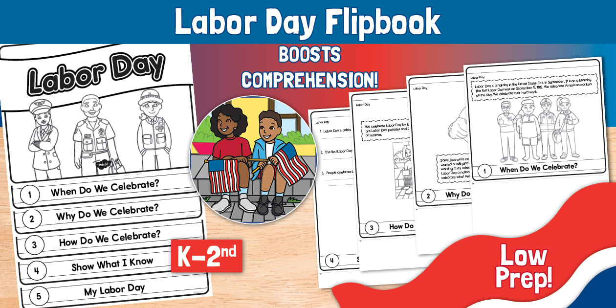 Labor Day Flipbook Template for K-2nd Grade - Twinkl