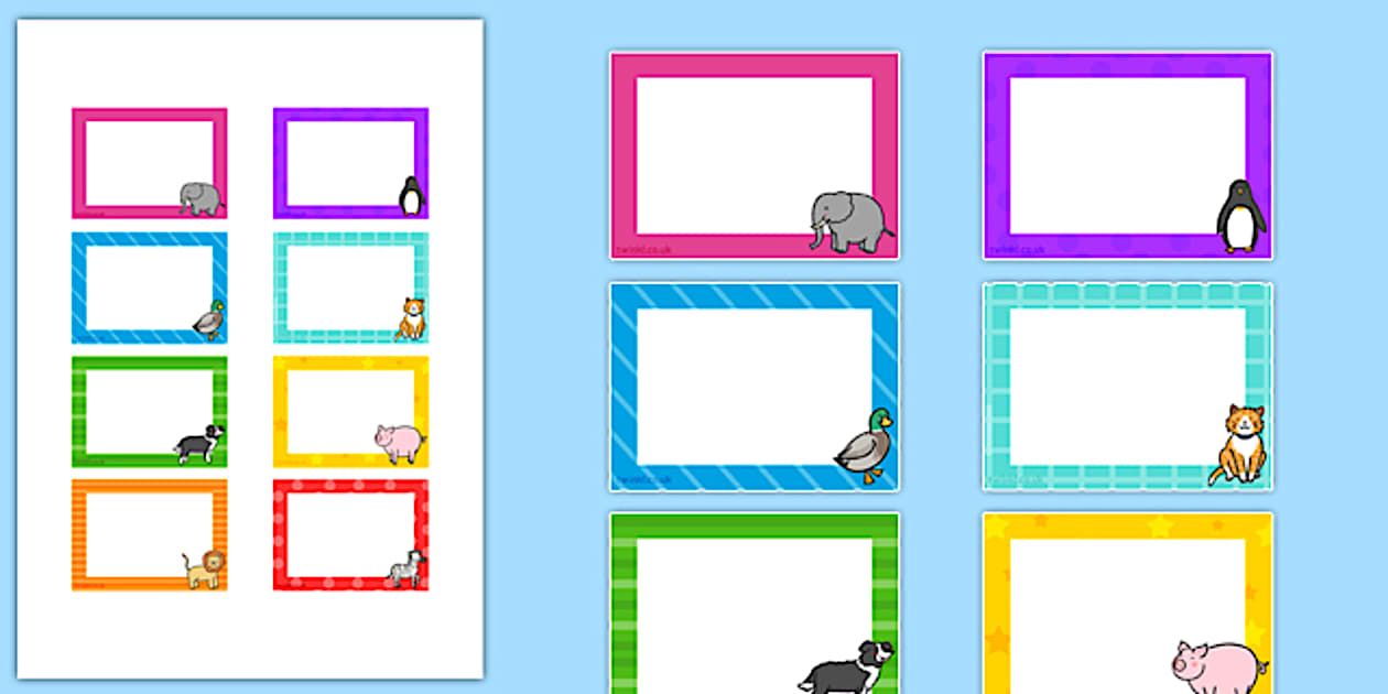 Cute Animals Box File Labels (teacher made) - Twinkl