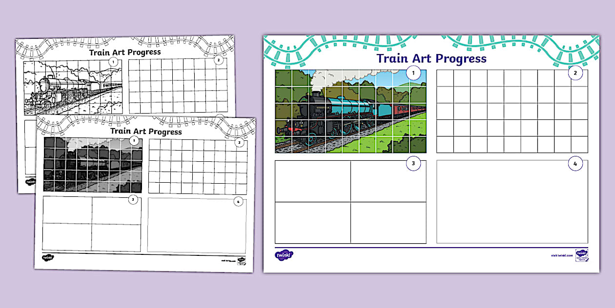 Steam Train Art Progress Template (teacher made) - Twinkl