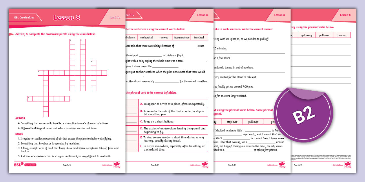 ESL Level 14 Lesson 8 Activity Sheet