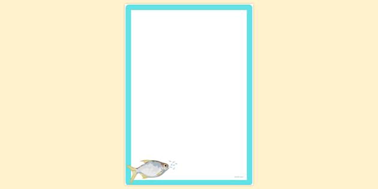 Simple Blank Small Fish Feeding on Plankton Page Border | Page Borders