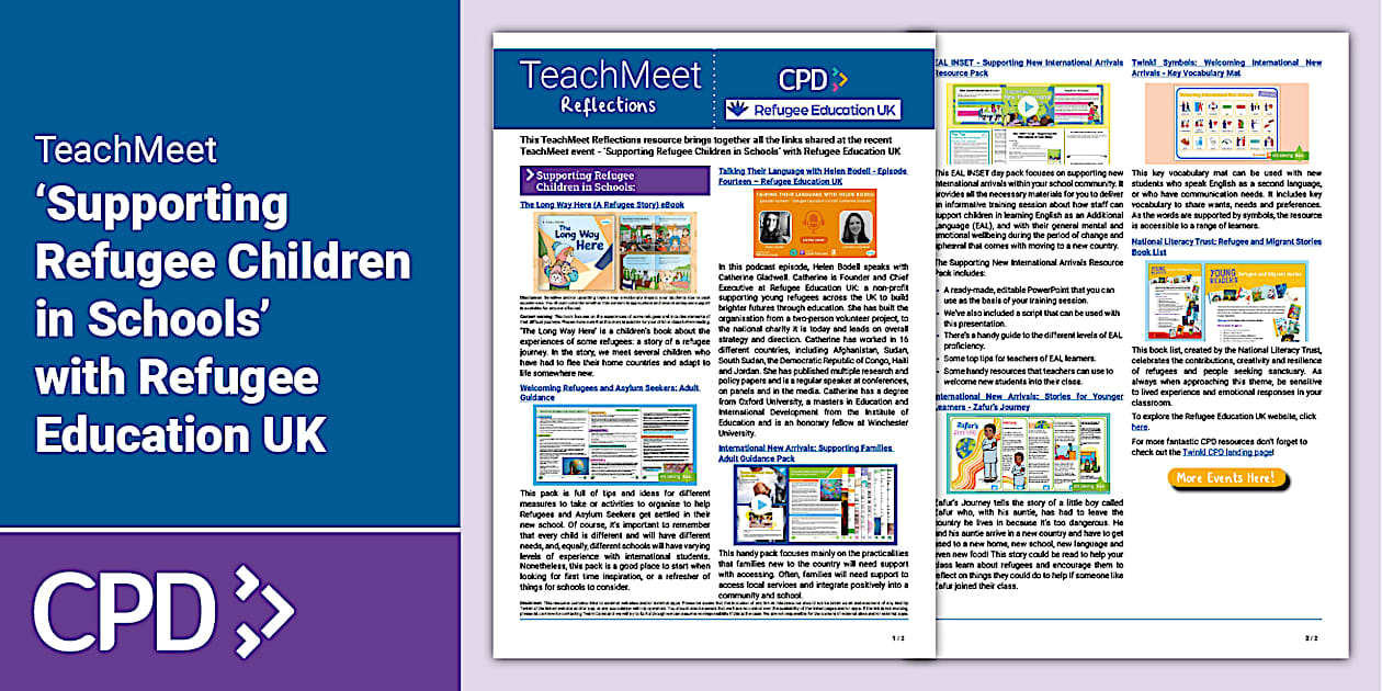 TeachMeet Reflections - Supporting Refugee Children in Schools with Refugee