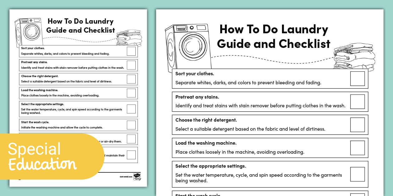 Life Skills: How To Do Laundry Guide and Checklist - Twinkl