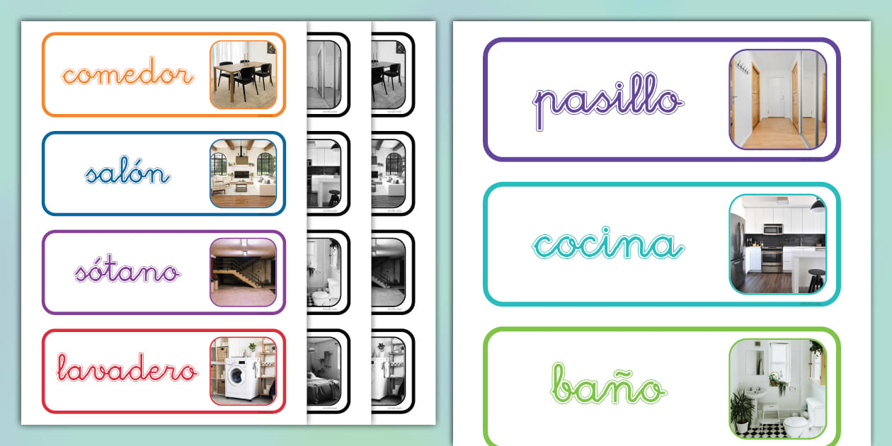 * NEW * Tarjetas de vocabulario: Habitaciones de una casa