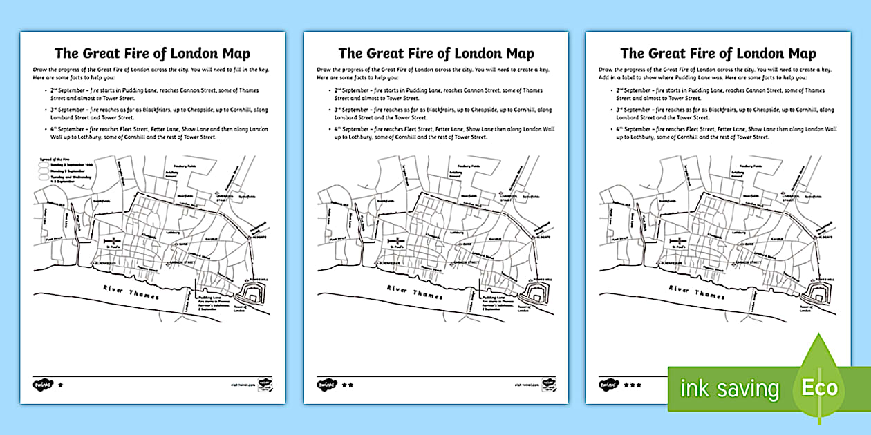The Great Fire of London KS2 | Map Differentiated Worksheets