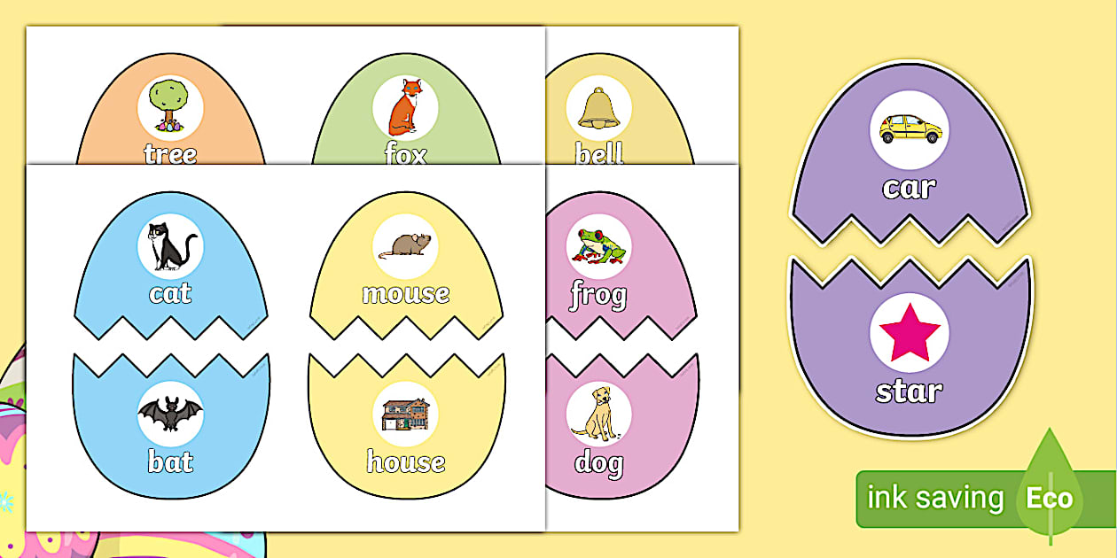 Easter Egg Rhyming Words Matching Game (creat de profesori)