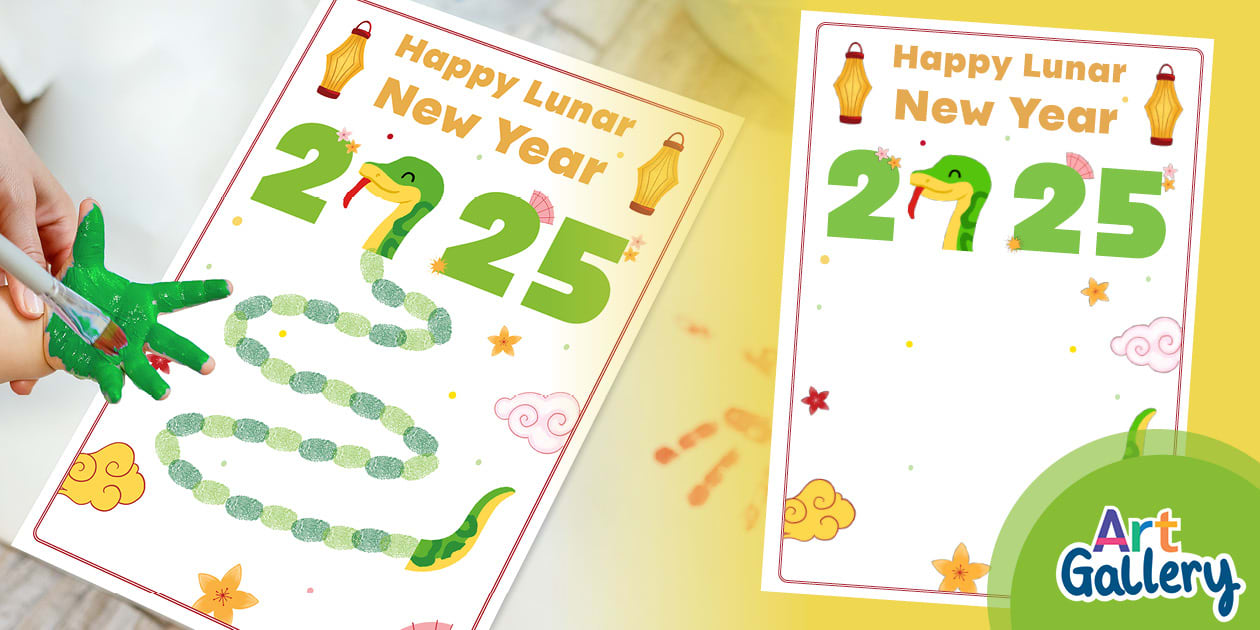 2025 Year of the Snake Fingerprint Activity Poster - Twinkl