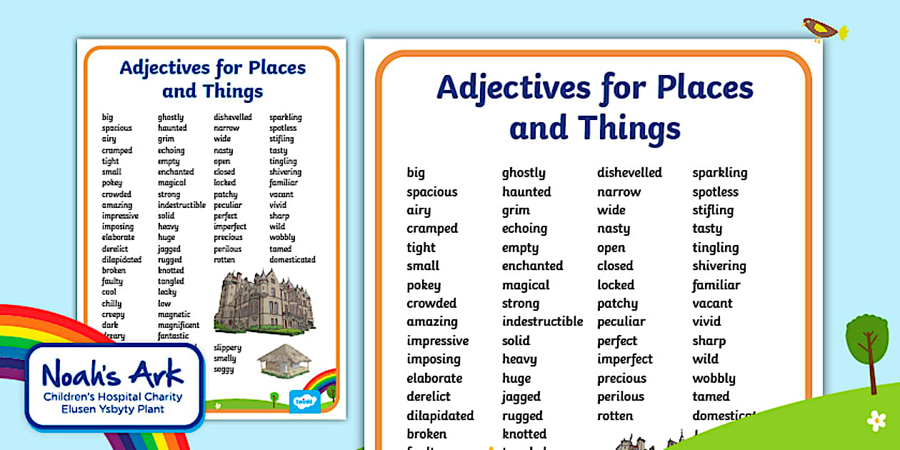 FREE! - Adjectives for Places and Things Display Poster