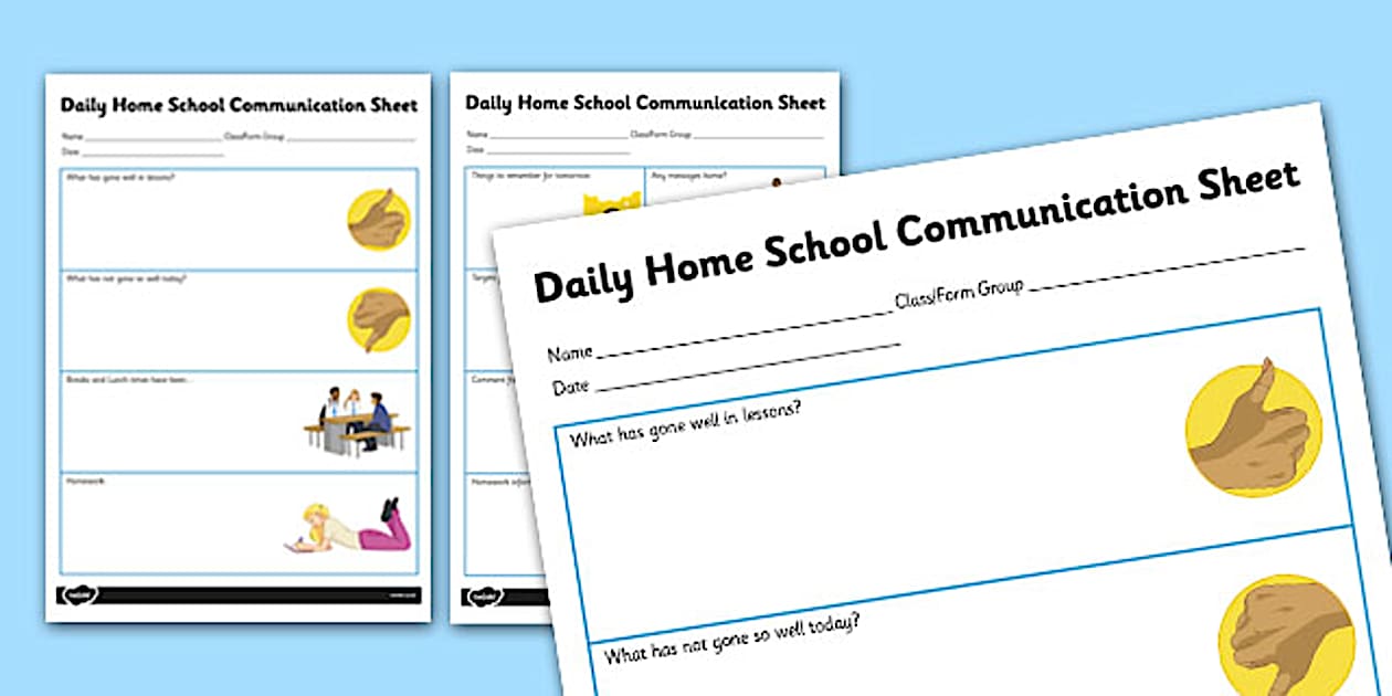 Daily Home School Communication Sheet Secondary - Twinkl