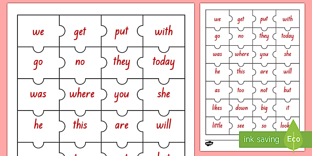Black and White New Zealand Red Sight Words Jigsaw Puzzle