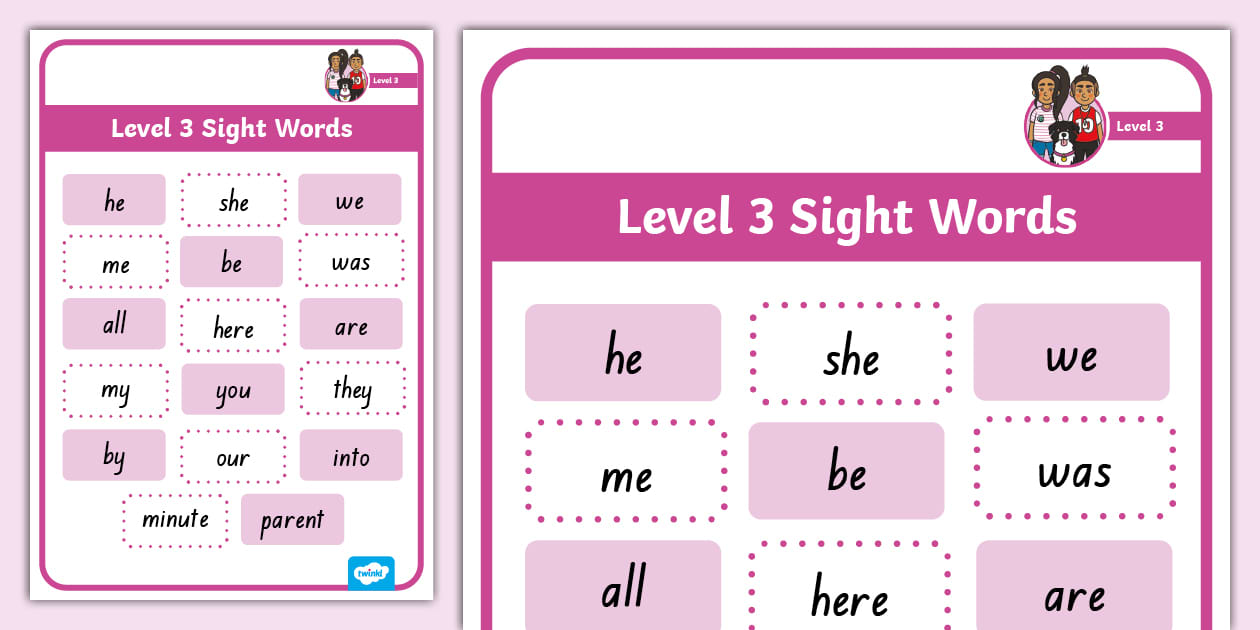 Level 3 Sight Word Poster
