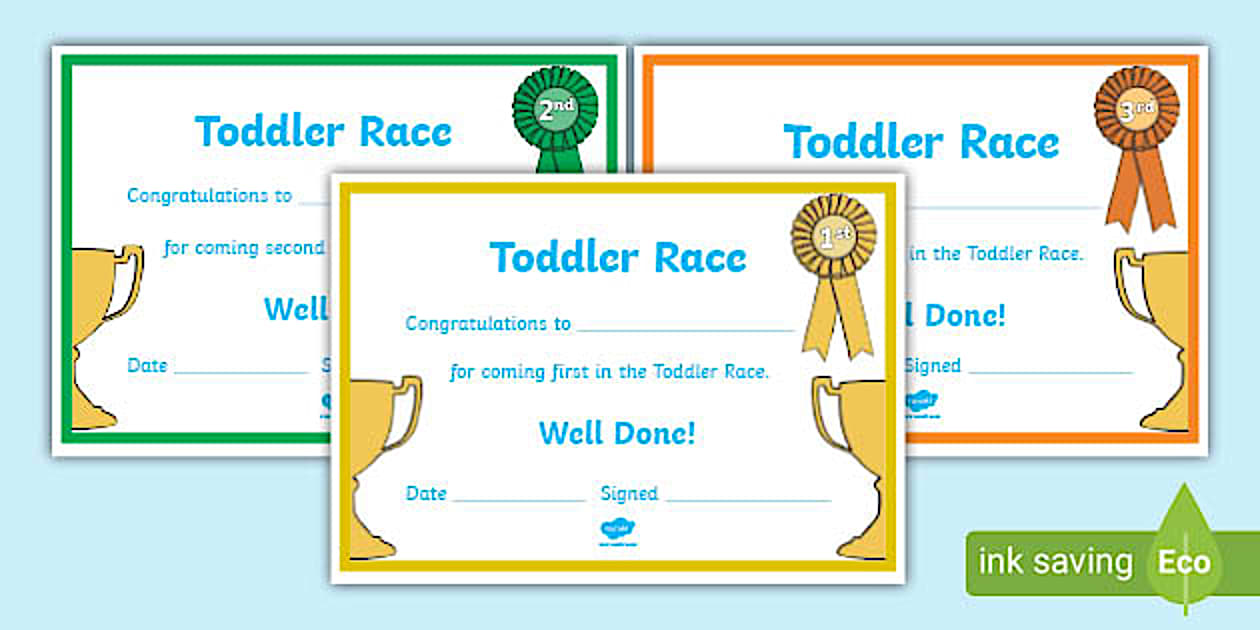 Editable Sports Day Toddler Race Certificates (teacher made)