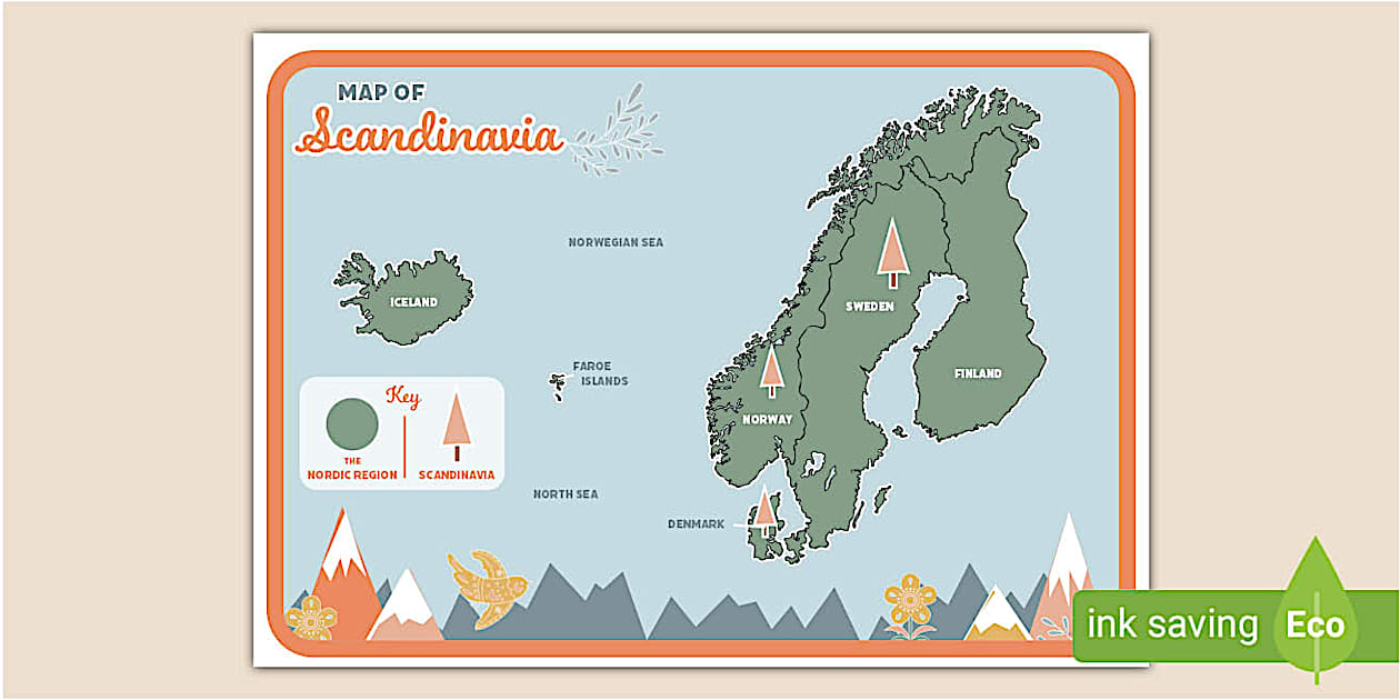 Scandinavia Map Display Poster - Twinkl