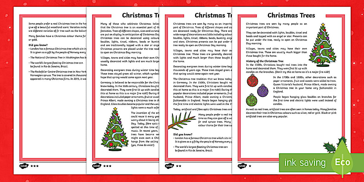 KS2 Christmas Trees Differentiated Fact File (teacher made)