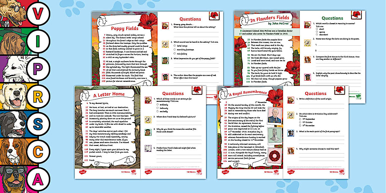 UKS2 Remembrance Day 60-Second Reads Activity Pack - Twinkl
