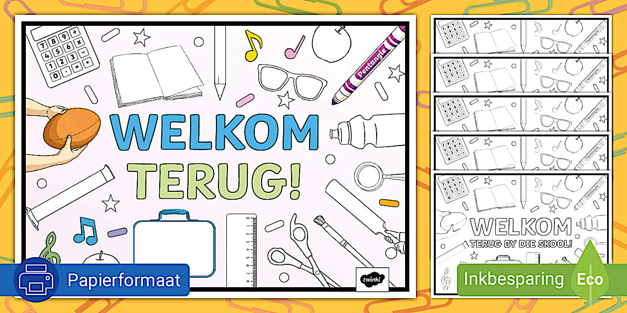 Welkom Terug By Die Skool Inkleuraktiwiteitsplakkaat Vir Alle Grade!