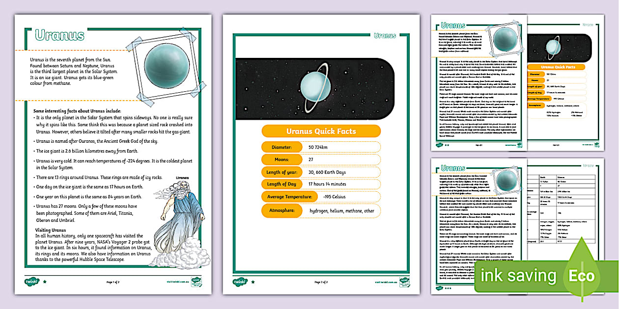 Uranus Differentiated Fact Files and Comprehension Activity