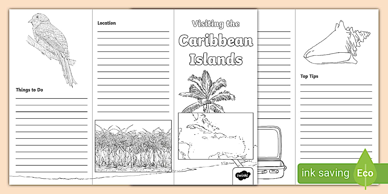 Caribbean Islands Travel Leaflet Template - Twinkl