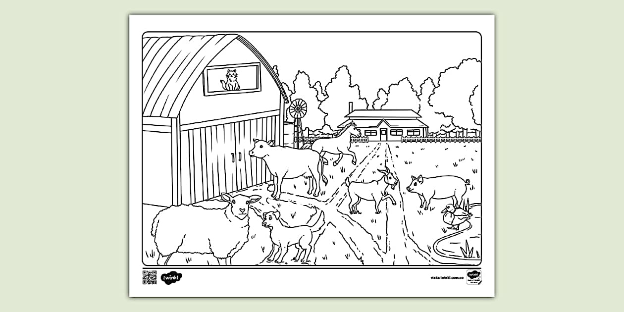 Hoja de colorear: Los animales de la granja (teacher made)