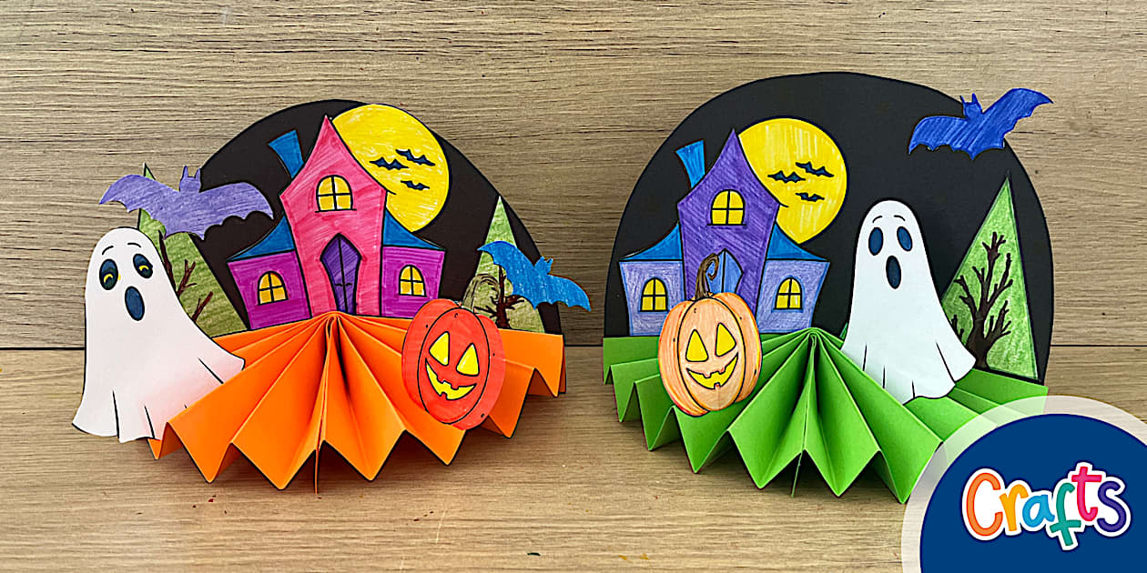 Halloween 3D Scene Craft (teacher made) - Twinkl