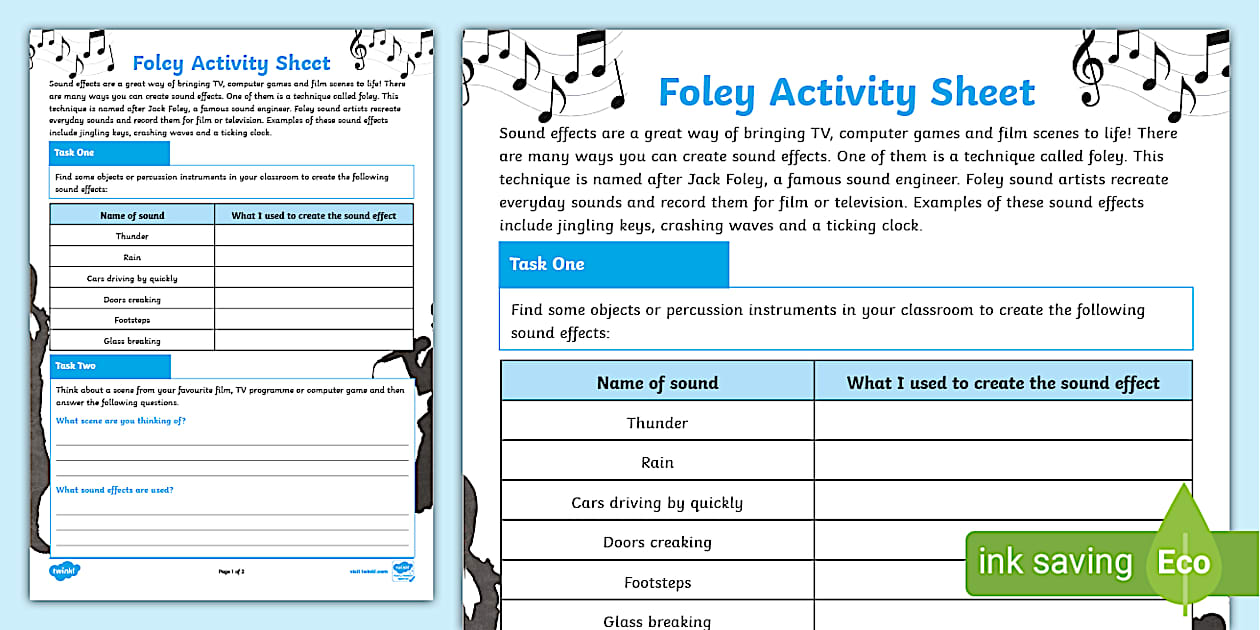 👉 Foley Activity Sheet (creat de profesori) - Twinkl