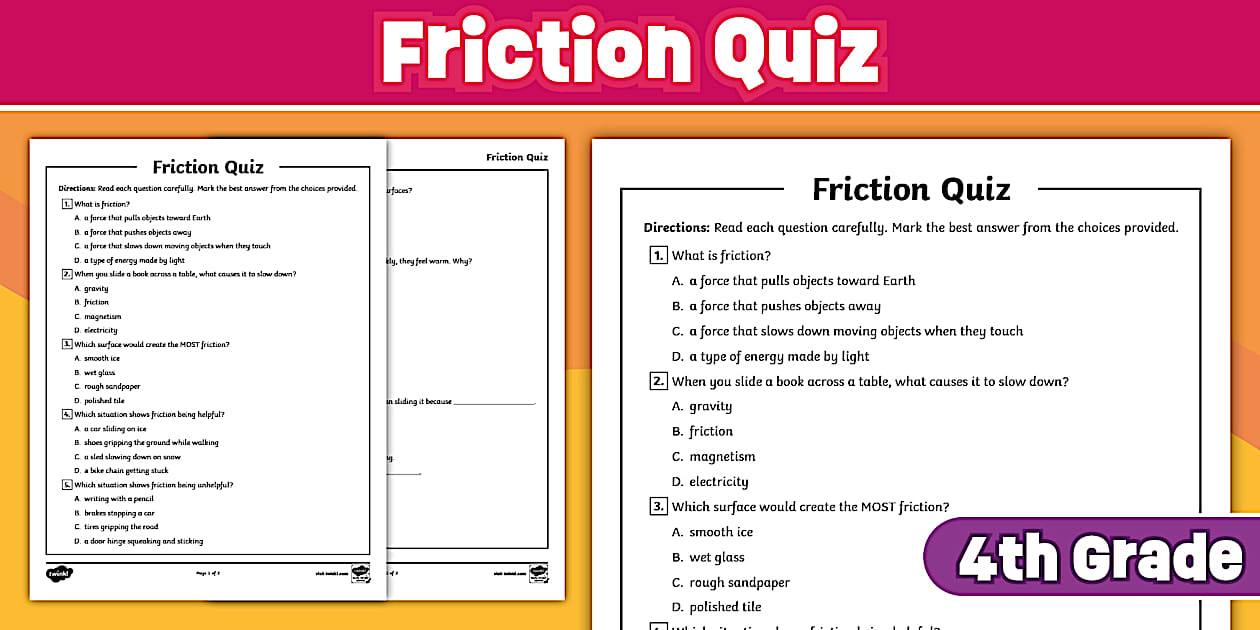 Fourth Grade Friction Quiz