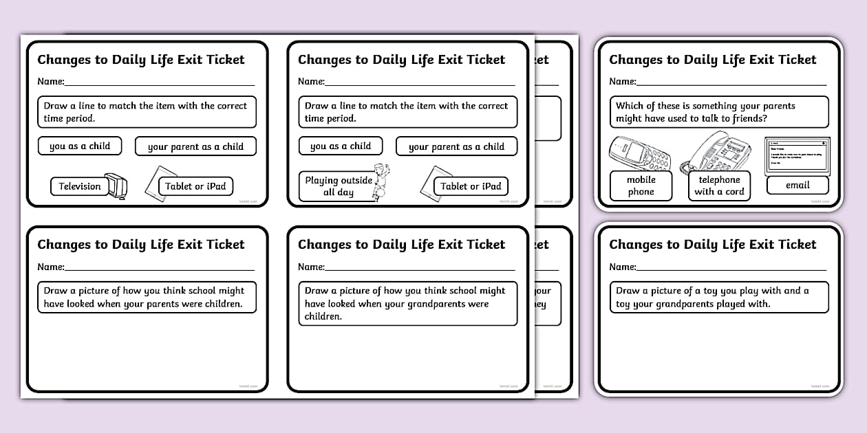Changes to Daily Life Exit Tickets (teacher made) - Twinkl