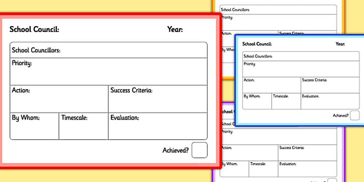School Council Annual Plan Cards (teacher made) - Twinkl