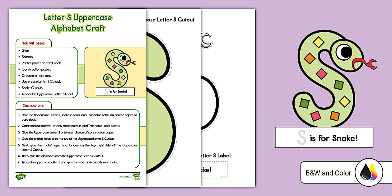 Letter S Uppercase Alphabet Craft (teacher made) - Twinkl