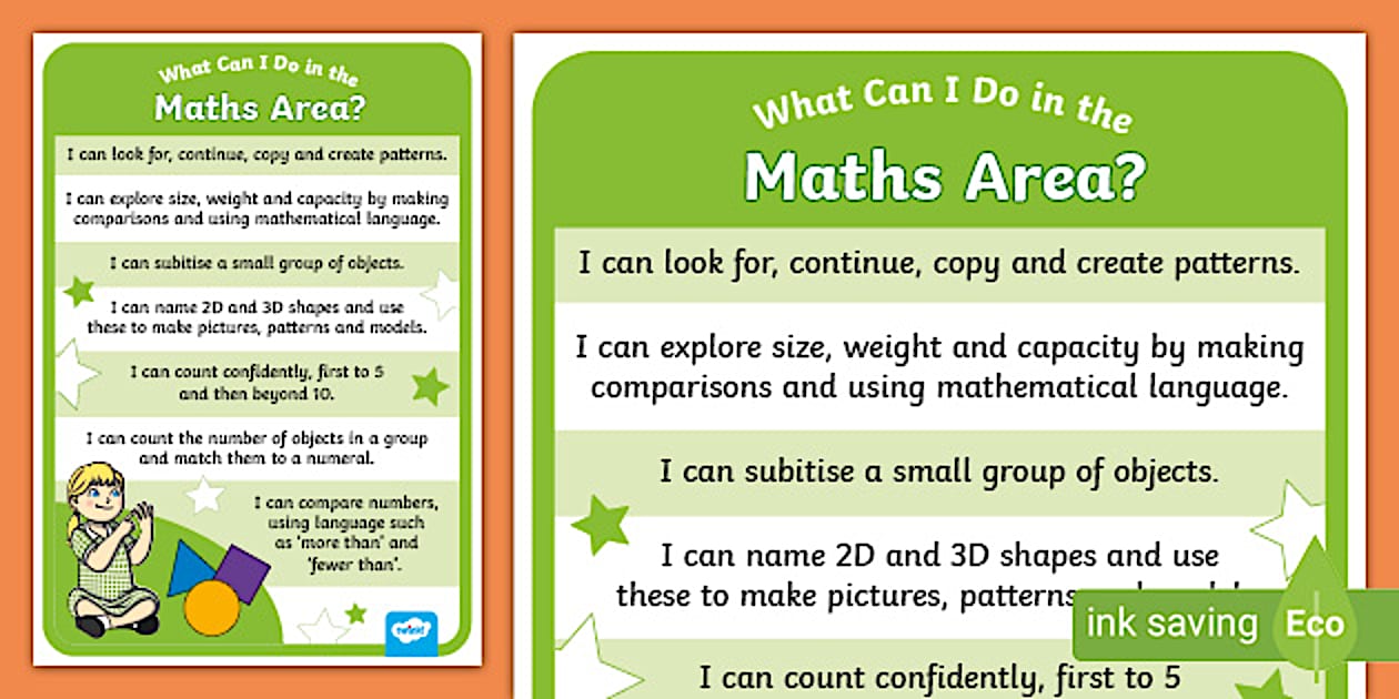 👉 'I Can' Maths Area Continuous Provision Prompt Poster (New EYFS 2021)