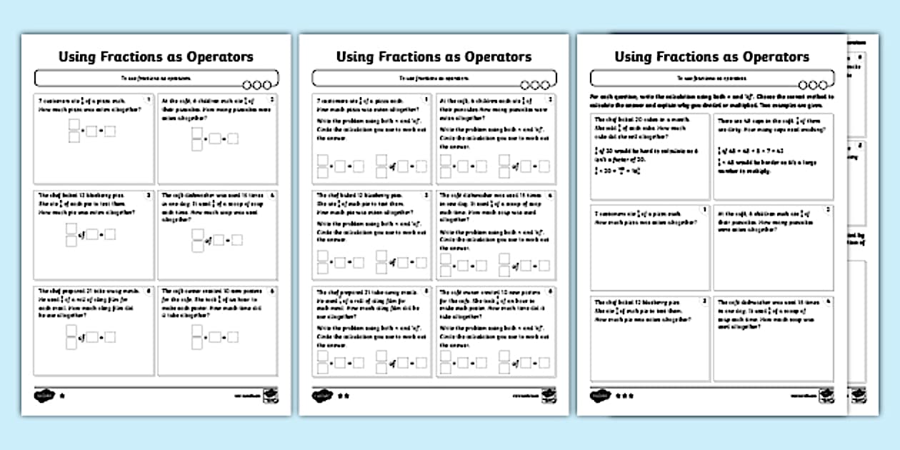 👉 Using Fractions as Operators Maths Problem Solving Sheets